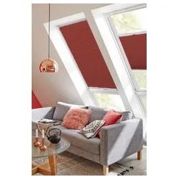 Dachfensterplissee SUNLINES "StartUp Style Honeycomb TL", rot (ziegelrot, wei&szlig;), B:117,3cm H:121,5cm, Obermaterial: 100% Polyester, Plissees, mit F&uuml;hrungsschienen