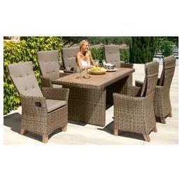 Garten-Essgruppe Merxx "Toskana Deluxe", beige (natur), Obermaterial: 100% Polyester. F&uuml;llung: 100% Polyurethan, Sitzm&ouml;bel-Sets