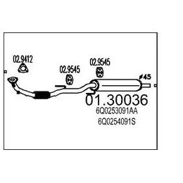 Sander MTS Vorschalld&auml;mpfer 01.30036 f&uuml;r SKODA 6Q0253091AA 6Q0254091S