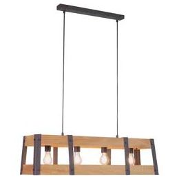 JUST LIGHT Deckenleuchte "CRATE", braun (holzfarben), 4, 1 Stk., Leuchten, ExklusiveE27, LED Pendelleuchte