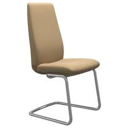 Polsterstuhl stressless "Laurel", beige (sand paloma, schwarz matt), B:53cm H:105cm T:60cm, Leder PALOMA: PALOMA ist ein durchgef&auml;rbtes Semianilin-M&ouml;belleder mit nat&uuml;rlicher Narbung., St&uuml;hle, Polsterstuhl, High Back, Gr&ouml;&szlig;e L, mit Beinen aus Stahl in Schwarz matt
