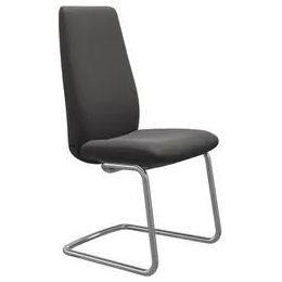 Polsterstuhl stressless "Laurel", grau (rock paloma, schwarz matt), B:53cm H:105cm T:60cm, Leder PALOMA: PALOMA ist ein durchgef&auml;rbtes Semianilin-M&ouml;belleder mit nat&uuml;rlicher Narbung., St&uuml;hle, Polsterstuhl, High Back, Gr&ouml;&szlig;e L, mit Beinen aus Stahl in Schwarz matt