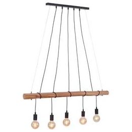 JUST LIGHT Pendelleuchte "DAMIAN", braun (schwarz, braun), 5, 1 Stk., Leuchten, H&auml;ngeleuchte, Eukalyptus-Holz, Pendelleuchte