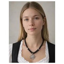 Allg&auml;u Rebell Collier ALLG&Auml;U REBELL "Heidi", Damen, Gr. onesize, Glas, schwarz, Basic, Halsketten Collier, mit Edelwei&szlig; Anh&auml;nger