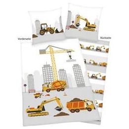 Kinderbettw&auml;sche "Baustelle", bunt, B/L: 135cm x 200cm, 1 Stk., 1 Stk., Renforc&eacute;, B/L: 80cm x 80cm, 2 Stk., Renforc&eacute;, Obermaterial: 100% Baumwolle, Herding YOUNG COLLECTION, Bettw&auml;sche, mit tollem Motiv