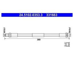 ATE Bremsschlauch 24.5102-0353.3 hinten rechts links f&uuml;r FORD 1763955 BK21-2C338-AA BK21-2C338-AB