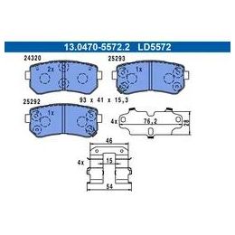ATE Bremsbelagsatz, Scheibenbremse 13.0470-5572.2 hinten rechts links mit Zubeh&ouml;r f&uuml;r HYUNDAI KIA 58302-J9A00 58302-0ZA00 58302-1GA00