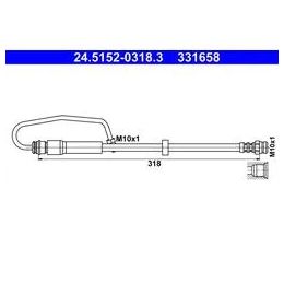 ATE Bremsschlauch 24.5152-0318.3 vorne rechts mit Rohrleitung f&uuml;r VAG 8W0611708D