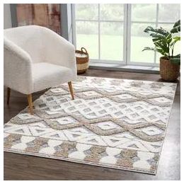 Hochflor-Teppich Carpet City "Focus 3050", grau, B:120cm H:20mm L:170cm, Polypropylen, Teppiche, L&auml;ufer, Boho, Hochtief-Muster/ 3D-Effekt, f&uuml;r Wohnzimmer, Schlafzimmer
