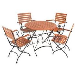 Garten-Essgruppe Garden Pleasure "WIEN", braun (braun, braun, schwarz), B:180cm H:89cm T:180cm, FSC-zertifiziertes Massivholz, Stahl, Sitzm&ouml;bel-Sets