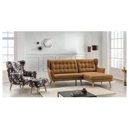 Ecksofa Home Affaire "Louanne, L-Form", orange (golden orange), B:250cm H:107cm T:173cm, Sofas, Ecksofa, mit Holzf&uuml;&szlig;en