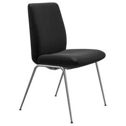 Polsterstuhl stressless "Laurel", schwarz (schwarz batick, chrom gl&auml;nzend), B:57cm H:92cm T:59cm, Leder BATICK: BATICK ist ein leicht korrigiertes, durchgef&auml;rbtes und genarbtes M&ouml;belleder, bei dem die meisten Unebenheiten und Spuren in der Regel entfernt wurden., St&uuml;hle, Polsterstuhl, Low Back, Gr&ouml;&szlig;e L, mit Beinen aus Stahl in Chrom gl&auml;nzend