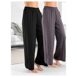 Jogginghose feel good, Damen, Gr. 52/54, Normalgr&ouml;&szlig;en, schwarz (schwarz, anthrazit), 50% Baumwolle, 50% Viskose, unifarben, Hosen Jogginghose