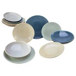 Tafelservice Creatable "Teller Set, Geschirr-Set Reactive", blau, 12 Stk., Steinzeug, Geschirr-Sets, Tafelservice, Service, nostalgische Spezialglasur, 12 Teile, f&uuml;r 4 Personen