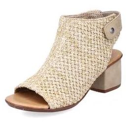 Sandalette Rieker, Damen, Gr. 40, beige (sand), Textil, Schuhe Schaftsandale Sandalette, Sommerschuh, Sandalette, Blockabsatz, in modischer Flecht-Optik