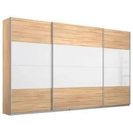 Schwebet&uuml;renschrank Rauch "Quadra Schlafzimmerschrank in vielen Breiten", braun (struktureichefarben hell, wei&szlig;glas), B:315cm H:230cm T:62cm, Holzwerkstoff, Schr&auml;nke, Schwebet&uuml;renschrank, Kleiderschrank Garderobenschrank Schrank mit Glaselementen