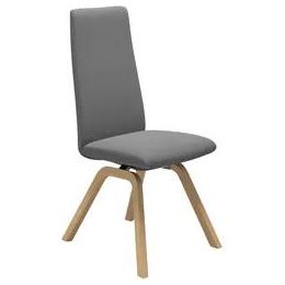 Polsterstuhl stressless "Laurel", grau (dunkelgrau dinamica, eiche natur), B:49cm H:105cm T:60cm, Microfaser DINAMICA (88% Polyester, 12% Polyurethan), St&uuml;hle, Polsterstuhl, High Back, Gr&ouml;&szlig;e M, mit schr&auml;ggestellten Beinen in Eiche natur