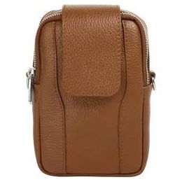Umh&auml;ngetasche Samantha Look, Damen, Gr. B/H/T: 19cm x 10cm x 4cm onesize, braun (cognac), Leder, unifarben, Taschen Umh&auml;ngetasche, echt Leder, Made in Italy
