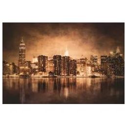 Fototapete papermoon "NEW YORK-CITY SKYLINE BROOKLYN BRIDGE VINTAGE WANDDEKO", bunt, B:2,5m L:1,86m, Vlies, Tapeten