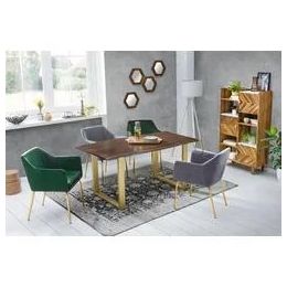 SIT-M&Ouml;BEL Esstisch SIT "Tops&Tables", braun (nussbaumfarbig, messingfarbig, messingfarbig, braun), B:160cm H:77cm T:85cm, Tische, Esstisch, mit elegantem goldfarbenem Gestell