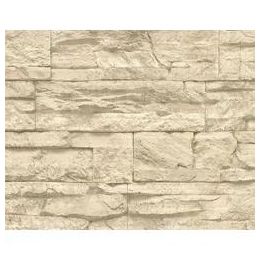 A.S. Cr&eacute;ation Vinyltapete LIVING WALLS "Best of Wood`n Stone 2nd Edition", beige (natur beige), B:0,53m L:10,05m, Vinyl, Vlies, Tapeten, Modern Tapete Stein Tapeten Wohnzimmer Schlafzimmer K&uuml;che Flur Design