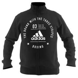 Sweatjacke Adidas PERFORMANCE "Community Jacket &ldquo;Boxing&rdquo;" Gr. S, schwarz-wei&szlig; (schwarz, wei&szlig;), Sweatjacken, Damen, S, Obermaterial: 100% Baumwolle, Sweatjacke