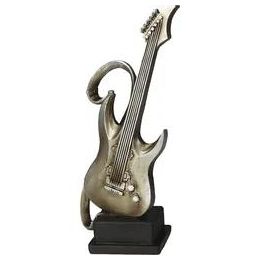 Dekofigur AMBIENTE HAUS "Gitarre Figur M", silber (antik, silberfarben), B:11cm H:22cm T:6cm, Polyresin, Dekofiguren