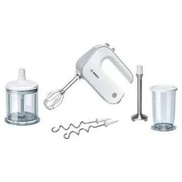 Bosch Handmixer "Styline MFQ4080, Edelst. R&uuml;hrbesen/Knethaken, Mixfu&szlig;, 5 Stufen, wei&szlig;", bunt (wei&szlig;, silberfarben), Mixer, Zerkleinerer, Turbotaste, leichtes Geh&auml;use, Made in Europe