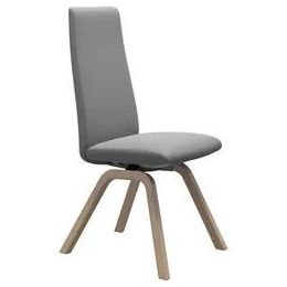 Polsterstuhl stressless "Laurel", grau (wild dove batick, eiche natur), B:49cm H:105cm T:60cm, Leder BATICK: BATICK ist ein leicht korrigiertes, durchgef&auml;rbtes und genarbtes M&ouml;belleder, bei dem die meisten Unebenheiten und Spuren in der Regel entfernt wurden., St&uuml;hle, Polsterstuhl, High Back, Gr&ouml;&szlig;e M, mit schr&auml;ggestellten Beinen in Eiche natur