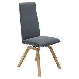 Polsterstuhl stressless "Laurel", blau (atlantic blau batick, eiche natur), B:49cm H:105cm T:60cm, Leder BATICK: BATICK ist ein leicht korrigiertes, durchgef&auml;rbtes und genarbtes M&ouml;belleder, bei dem die meisten Unebenheiten und Spuren in der Regel entfernt wurden., St&uuml;hle, Polsterstuhl, High Back, Gr&ouml;&szlig;e M, mit schr&auml;ggestellten Beinen in Eiche natur