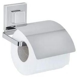 Toilettenpapierhalter Wenko "Vacuum-Loc Quadro", silber (silberfarben, chromfarben), B:13cm H:11,5cm L:14cm, Acrylnitril-Butadien-Styrol (ABS), Edelstahl, Toilettenpapierhalter, Befestigen ohne bohren