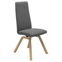 Polsterstuhl stressless "Laurel", grau (grau batick, eiche natur), B:49cm H:105cm T:60cm, Leder BATICK: BATICK ist ein leicht korrigiertes, durchgef&auml;rbtes und genarbtes M&ouml;belleder, bei dem die meisten Unebenheiten und Spuren in der Regel entfernt wurden., St&uuml;hle, Polsterstuhl, High Back, Gr&ouml;&szlig;e M, mit schr&auml;ggestellten Beinen in Eiche natur