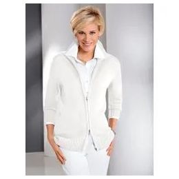 Strickjacke Casual Looks, Damen, Gr. 40, wei&szlig; (wollwei&szlig;), 50% Baumwolle, 50% Polyacryl, unifarben, figurumspielend, Strickjacken Strickjacke