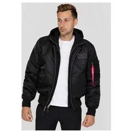 Bomberjacke Alpha Industries "MA-1 D-TEC", Herren, Gr. S, schwarz (515 schwarz), Web, Obermaterial: 100% Nylon. Futter: 100% Nylon. Kapuze: 80% Baumwolle, 20% Polyester. Wattierung: 100% Polyester, unifarben, schmal, Rundhals, eingesetzt Rippb&uuml;ndchen, Jacken Bomberjacke