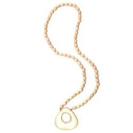 Lange Kette "Rose", Damen, Gr. onesize, Holz, beige (natur), Collezione Alessandro, Basic, Halsketten, mit Muschelanh&auml;nger