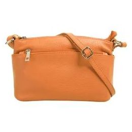 Umh&auml;ngetasche CLUTY, Damen, Gr. B/H/T: 27cm x 15cm x 6cm onesize, orange, Leder, unifarben, Taschen Umh&auml;ngetasche, echt Leder, Made in Italy