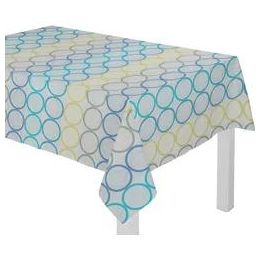 Tischdecke WIRTH "ZIRBELLO" Gr. 5, blau (blau, gr&uuml;n), B:130cm L:220cm, Baumwolle, Polyester, Tischdecken, Tischdecke
