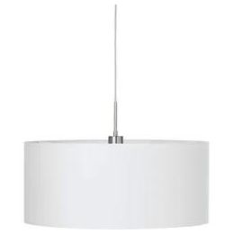 Eglo H&auml;ngeleuchte "PASTERI", wei&szlig; (wei&szlig;, nickelfarben), 1, &Oslash; 53cm, Leuchten, Lampe aus Stoff / &Oslash;53 x H110 cm / exkl. 1 x E27 (je max. 60W), H&auml;ngeleuchte