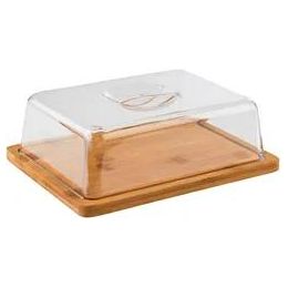 Servier-Set APS "Bambus-Tablett mit Haube", transparent, B:18,5cm H:8cm L:24cm, Holzwerkstoff, Kunststoff, Servierplatten