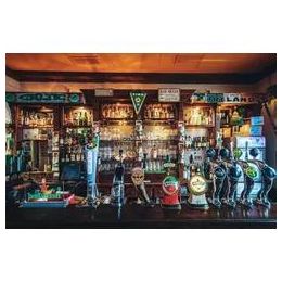 Fototapete papermoon "BAR-VINTAGE RETRO BISTRO PUB ALKOHOL FLASCHEN DESIGN", bunt, B:3m L:2,23m, Vlies, Tapeten