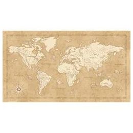 Vliestapete Komar "Digitaldruck Vlies - Vintage World Map - Gr&ouml;&szlig;e 500 x 280 cm", bunt, B:500m L:280m, Vlies, Tapeten, Kinderzimmer