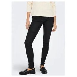 Lederimitathose Only "ONLANNE K MID WAIST COATED PNT NOOS", Damen, Gr. XS (34), L&auml;nge 30, schwarz, Web, Obermaterial: 77% Viskose, 20% Nylon, 3% Elasthan, leicht gl&auml;nzend, sehr figurbetont lang, Hosen 5-Pocket-Hose