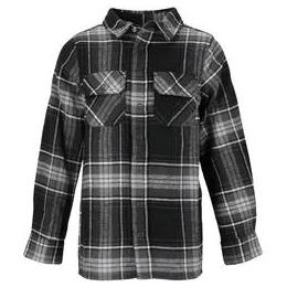 Fleeceshirt ZIGZAG "Marley", Jungen, Gr. 116, schwarz (schwarz, grau), 100% Baumwolle, kariert, normal, ohne Ausschnitt, Shirts, mit zeitlosem Karomuster