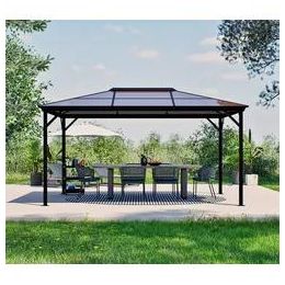 Pavillon Sojag "Verona 10x14", grau (anthrazit), B/H/T: 423cm x 261cm x 299cm, Pavillons, BxT: 423x299 cm, inkl. Moskitonetze