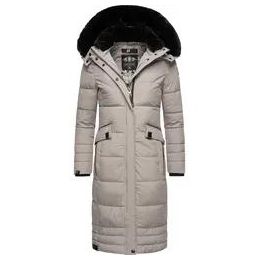 Wintermantel Navahoo "Fahmiyaa", Damen, Gr. L (40), grau (hellgrau), Oberstoff: 100% Polyester. Futter: 100% Polyester. Wattierung: 100% Polyester. &Auml;rmelfutter: 100% Polyester. Kunstfell: 100% Polyester, figurumspielend kniebedeckend, hoch geschlossener Ausschnitt, verstellbar Rippstrickb&uuml;ndchen mit Rei&szlig;verschluss,verstellbar, M&auml;ntel Wintermantel, Edler Steppmantel mit weicher Kunstfellkapuze