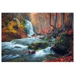 Fototapete papermoon "Wasserfall im Wald", bunt, B:3m L:2,23m, Vlies, Tapeten