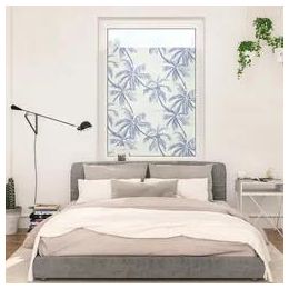 Fensterfolie LICHTBLICK ORIGINAL "Fensterfolie selbstklebend, Sichtschutz, Blueprint Palms - Blau", blau, B:100cm L:130cm, Polyvinylchlorid (PVC), Fensterfolien
