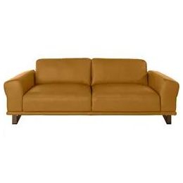2,5-Sitzer W.Schillig "montanaa", gelb (kurkuma z69), B:232cm H:78cm T:94cm, Sofas, mit Metallkufen in Bronze pulverbeschichtet, Breite 232 cm