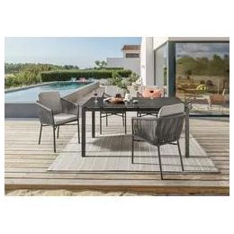 Garten-Essgruppe Destiny "LUCCA CREMONA", grau (grau, anthrazit, anthrazit), Polyester, Aluminium, Glas, Keramik, Polyester, Sitzm&ouml;bel-Sets, Aluminium, Rope, Glas mit Keramik&uuml;berzug