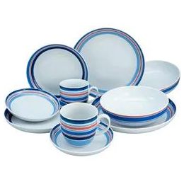 Kombiservice Creatable "Geschirr-Set Coast Line", blau (blau, wei&szlig;), 10 Stk., Porzellan, Geschirr-Sets, Kombiservice, Service, mit B&auml;nder-Dekor, Made in Europe, 10 Teile, f&uuml;r 2 Personen